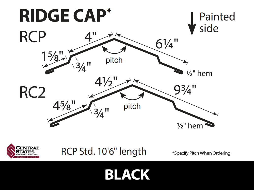 10'6" Ridge Cap 29 Gauge – Various Widths | PBS Direct