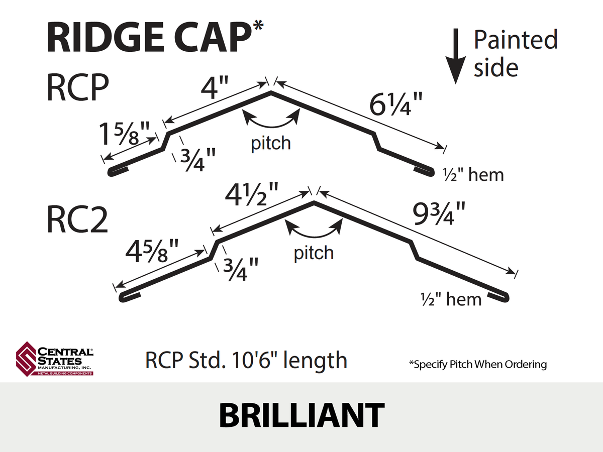 10'6" Ridge Cap 29 Gauge – Various Widths | PBS Direct